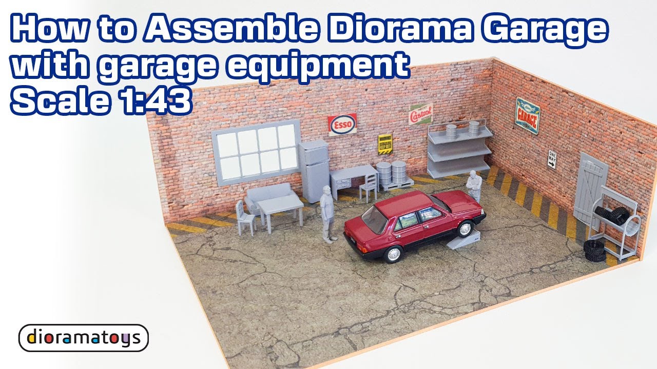 How to Assemble Diorama Garage Scale 1:43 Diorama model kit Display ...