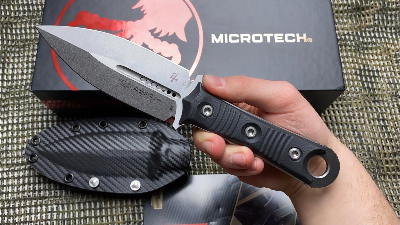Microtech Borka SBD Stonewash M390 201-10 - YouTube