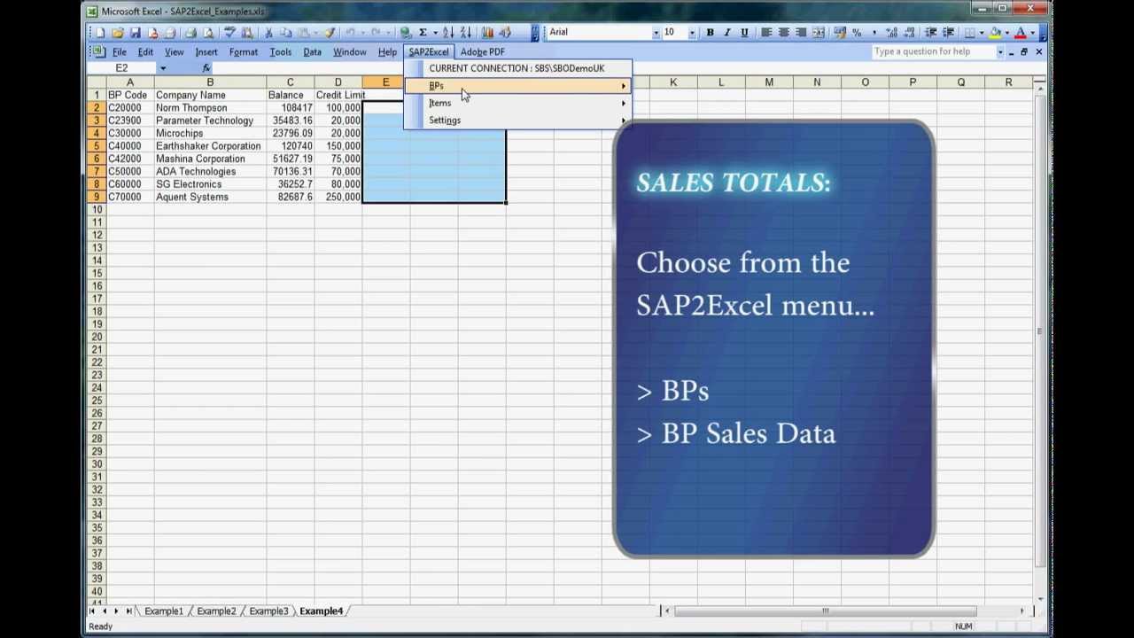 SAP2Excel - SAP Business One Integration for Excel | Balance, Credit ...