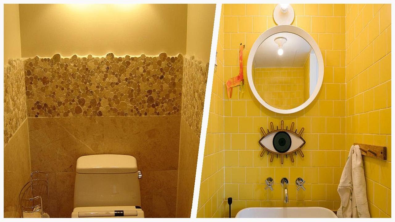 75 Yellow Powder Room With White Cabinets Design Ideas You'll Love ...