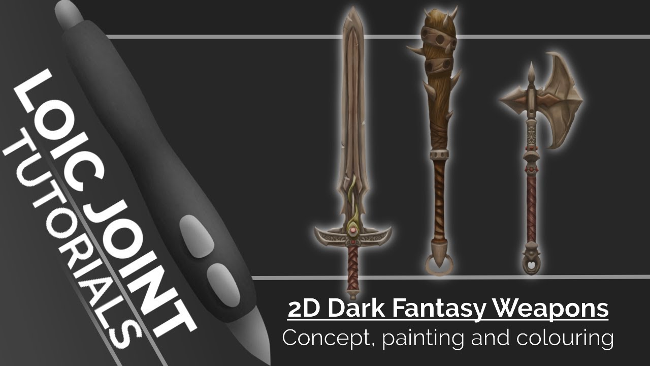 [Tutorial 2D/Krita] Concept and Painting Dark Fantasy Weapons - Vol I ...