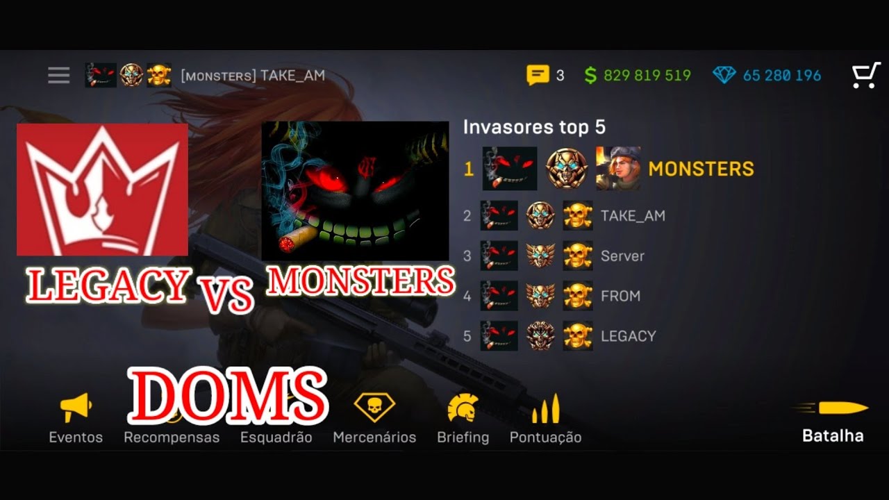 Sniper arena DOMINAÇÃO Legacy VS Monsters - YouTube
