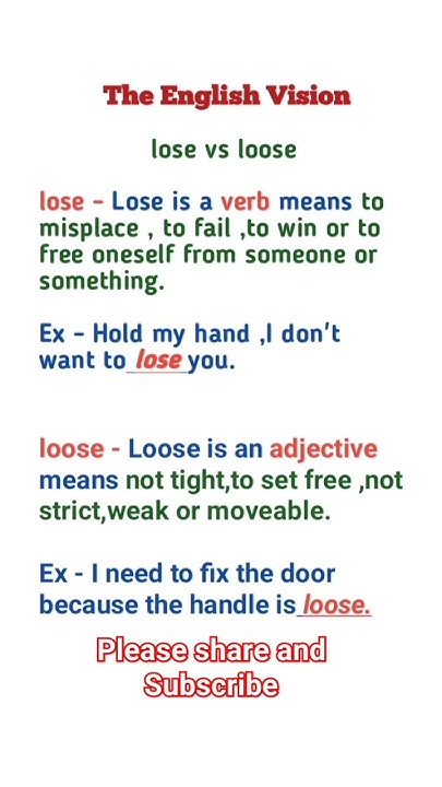 lose vs loose 📚📝#english #trendingword #englishgrammar #vocabulary # ...