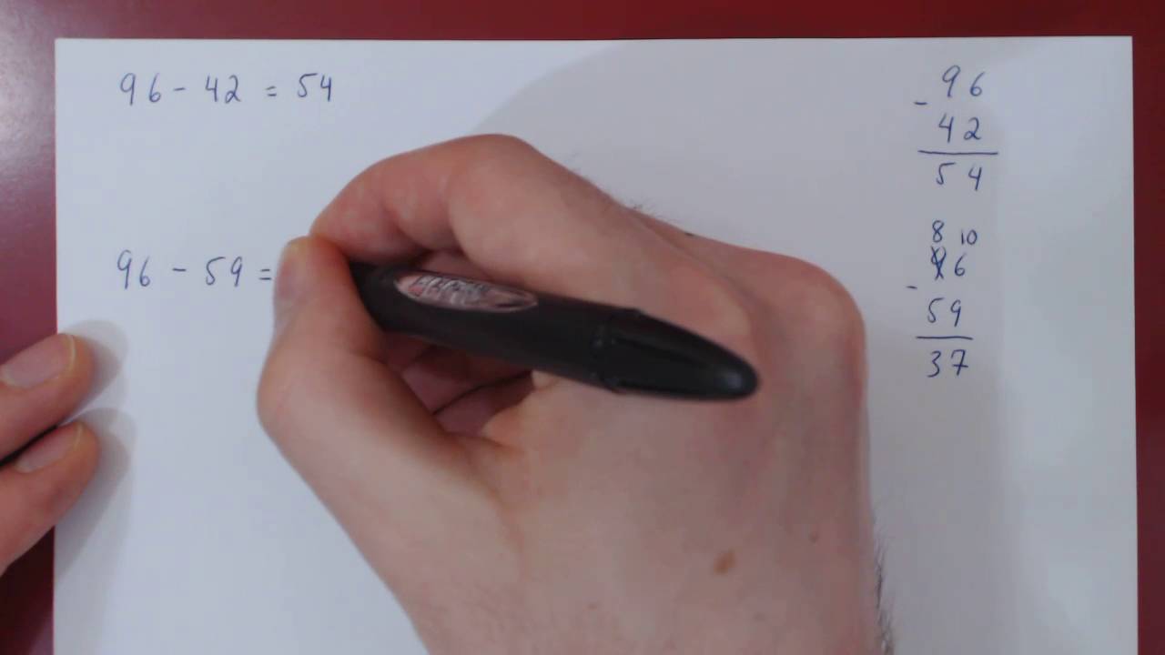 Subtracting Integers by Hand - YouTube