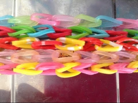 Rainbow Loom- How to make Single chain bracelet design by hand easy ...