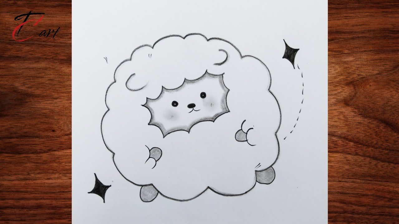 How To Draw A Cute Sheep Easy Drawing 🐑 || Very Easy Cute Pencil ...