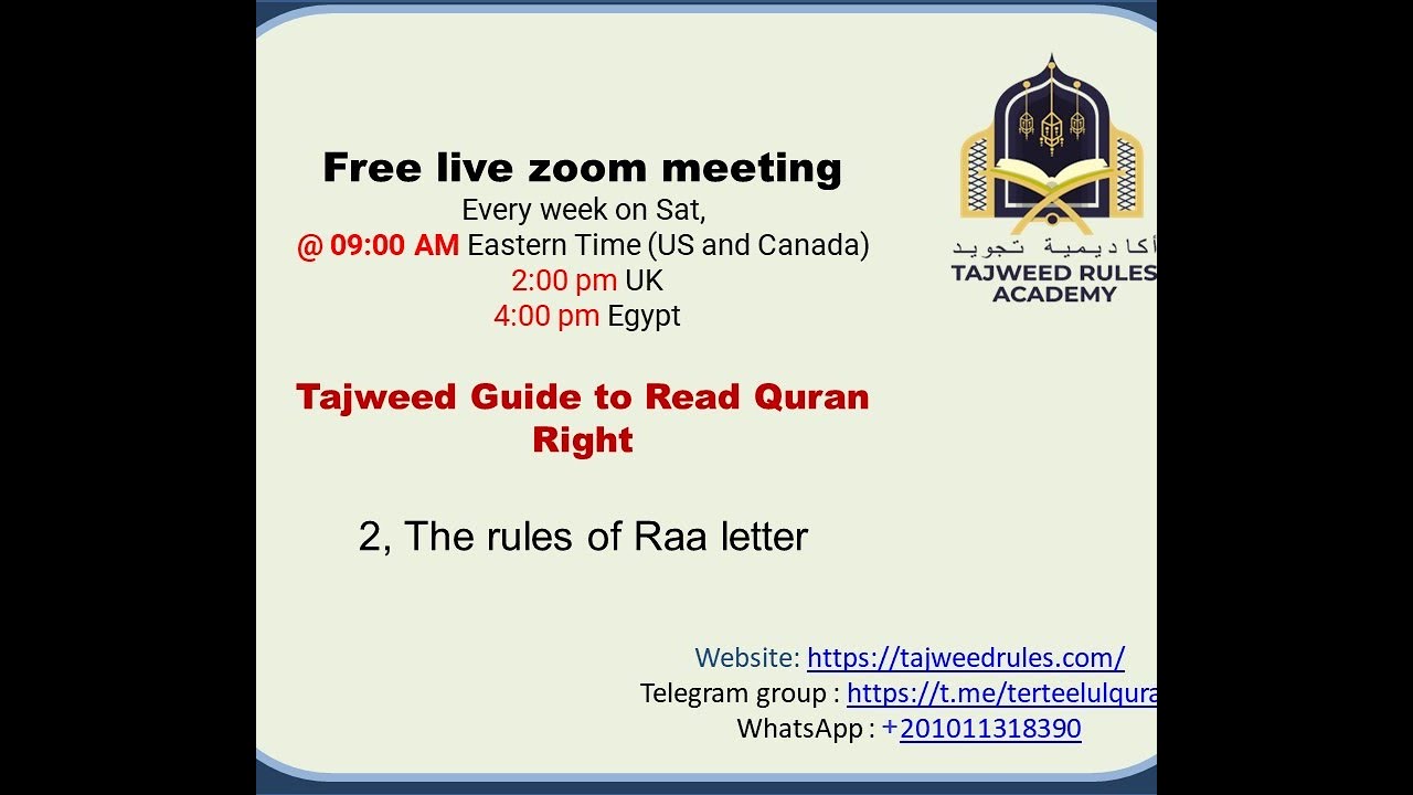 2, The rules of Raa, Free Live Zoom,Tajweed Guide to Read Quran Right ...