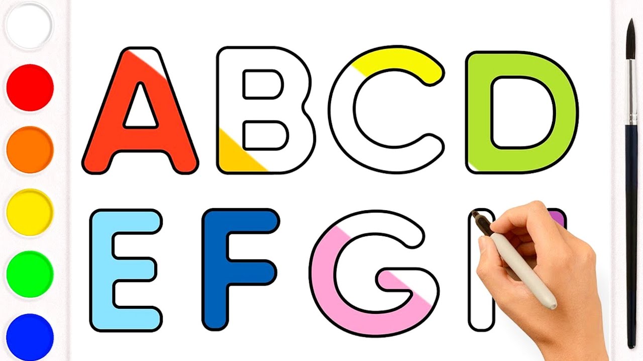 Learn ABC to H with Colors | Drawing & Coloring Letters A to H ...