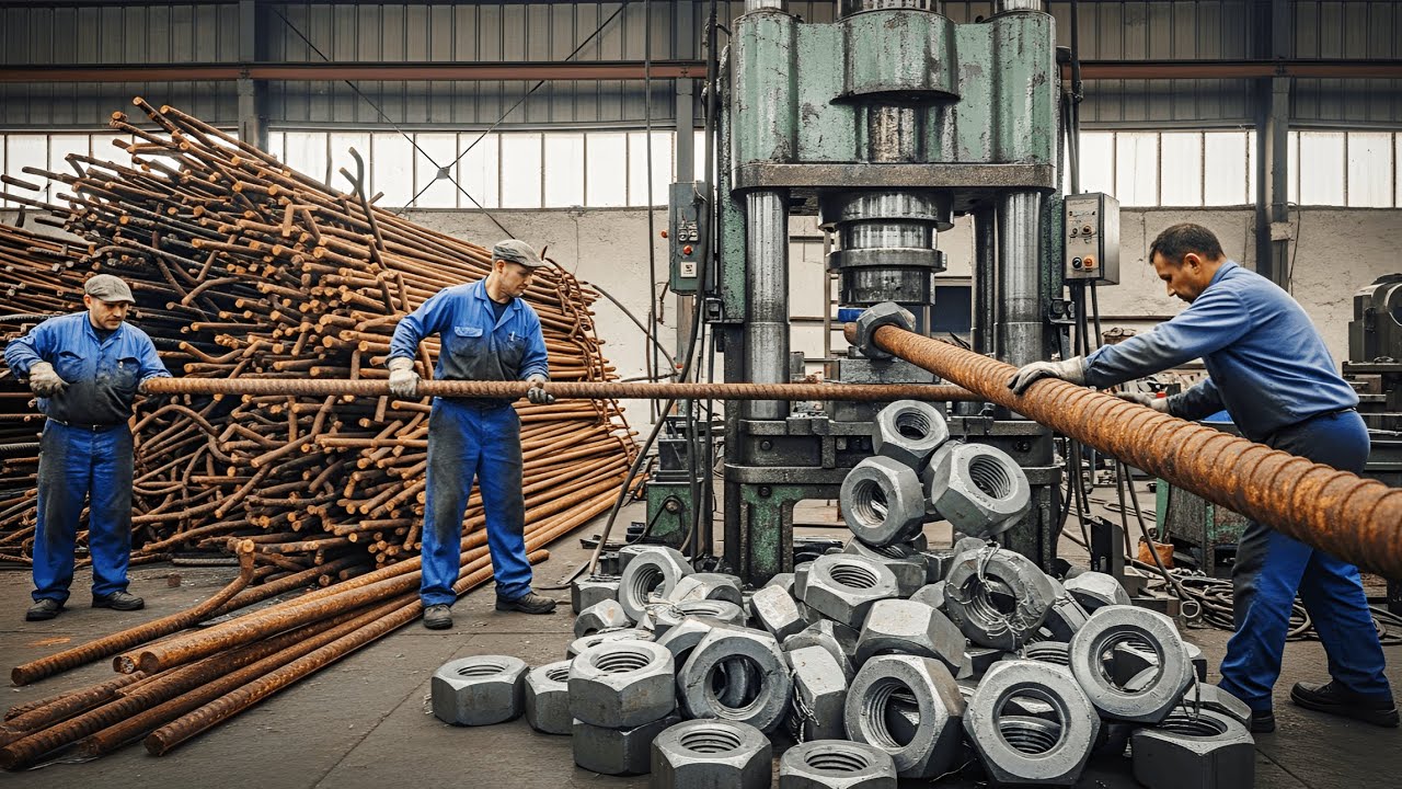 Incredible Hex Nut Bolt Manufacturing Process From Recycle Rusty Iron ...