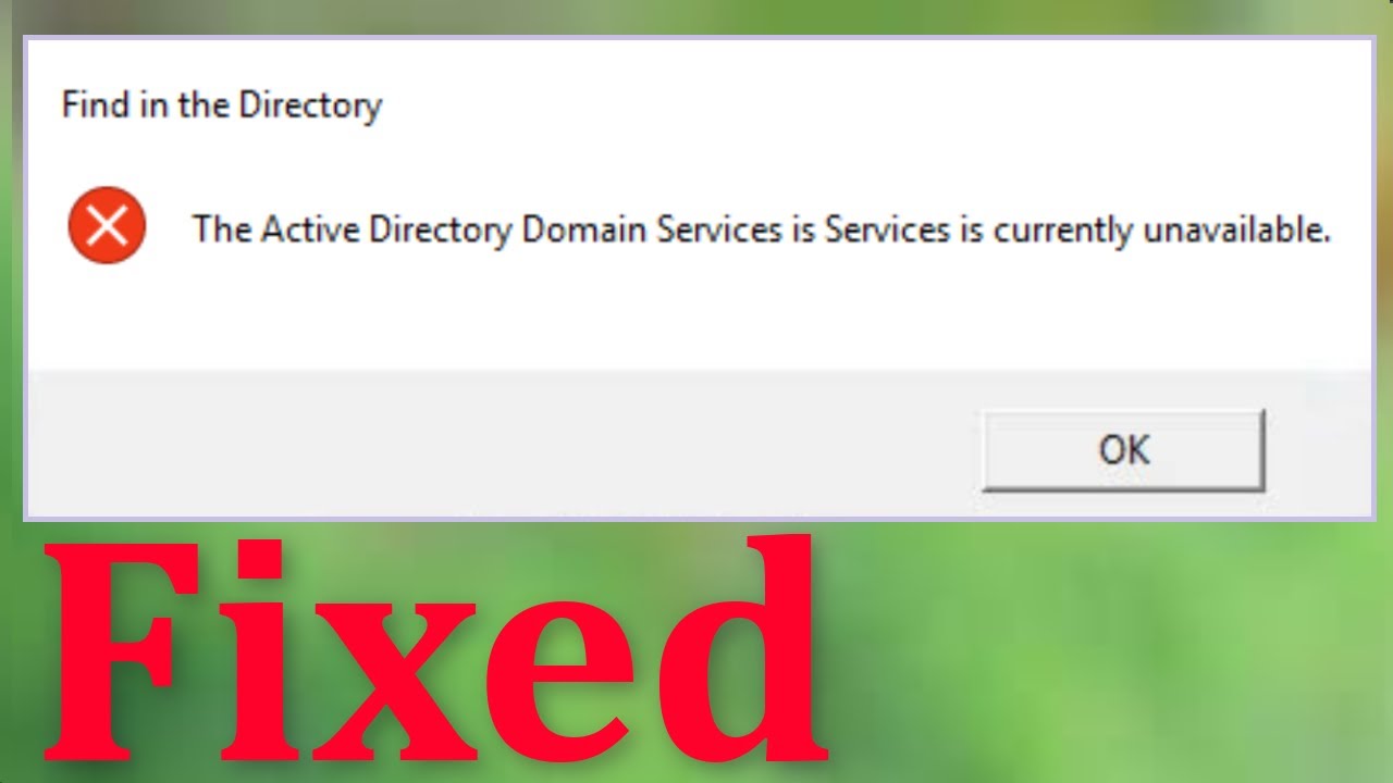 Fix active directory domain services is currently unavailable - buildingfab