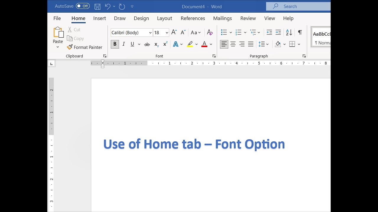 Ms Word Home Tab And Font Option Tutorial Ms Word Tutorial Class 1 Youtube
