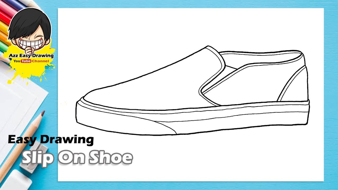 Easy Slip On Shoe Drawing - YouTube