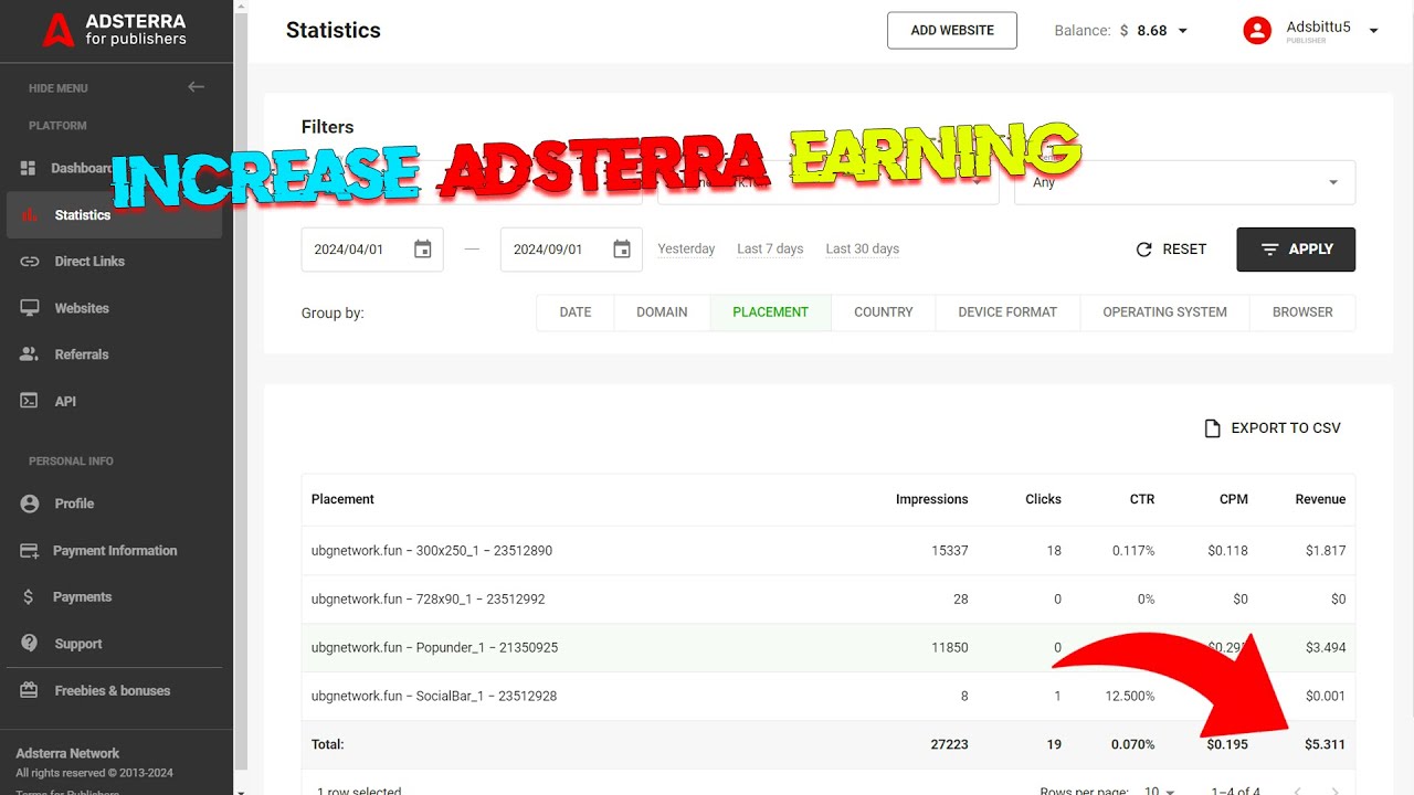 How To Increase Adsterra Earning | Adsterra High CPM Ads Unit ...