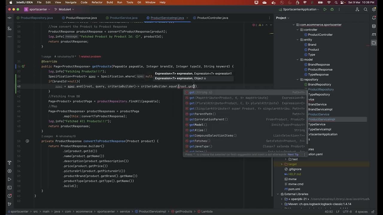 Creating Brand Specification in Java SpringBoot using JPA - YouTube