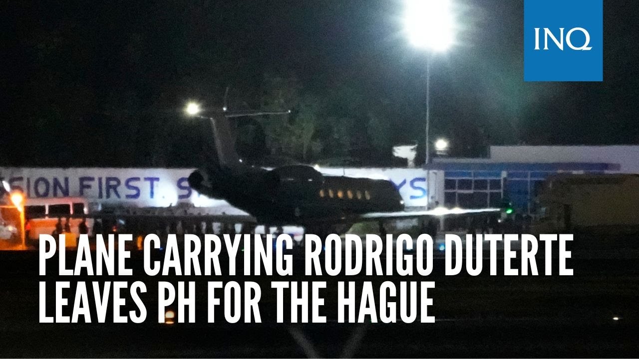 Plane carrying Rodrigo Duterte leaves PH for The Hague - YouTube