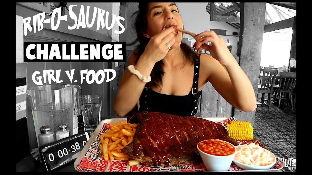 Girl Vs Giant Rib O Saurus Challenge Flamingchallenge Girl Vs Rack Of Ribs Youtube