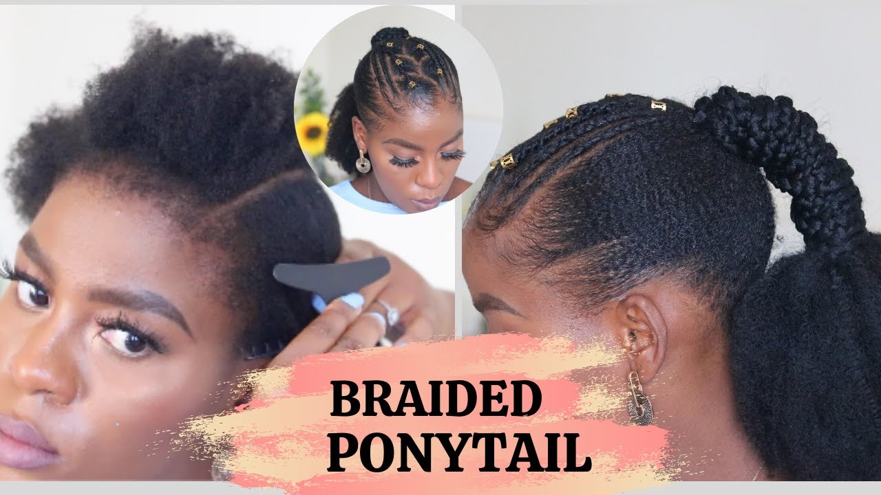 How To | Braided Ponytail on Short Natural 4c Hair | TWA Hairstyles ...