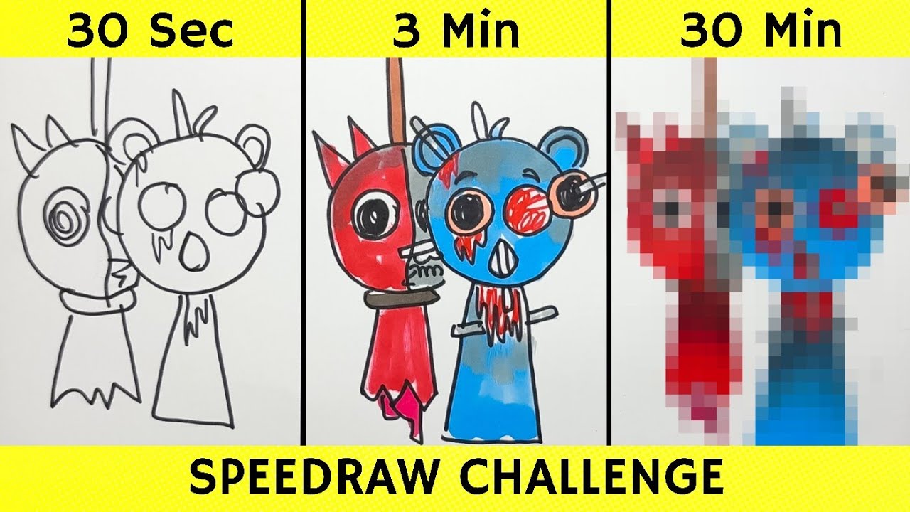 Drawing Raddy X Sky in 30 sec, 3 min, and 30 min | Duo Sprunki Mix ...