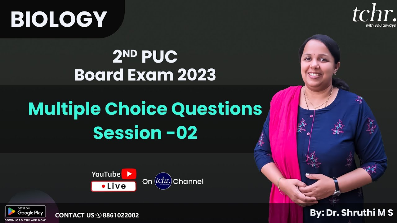 BIOLOGY | 2nd PUC Board Exam 2023 | Multiple Choice Questions Session ...