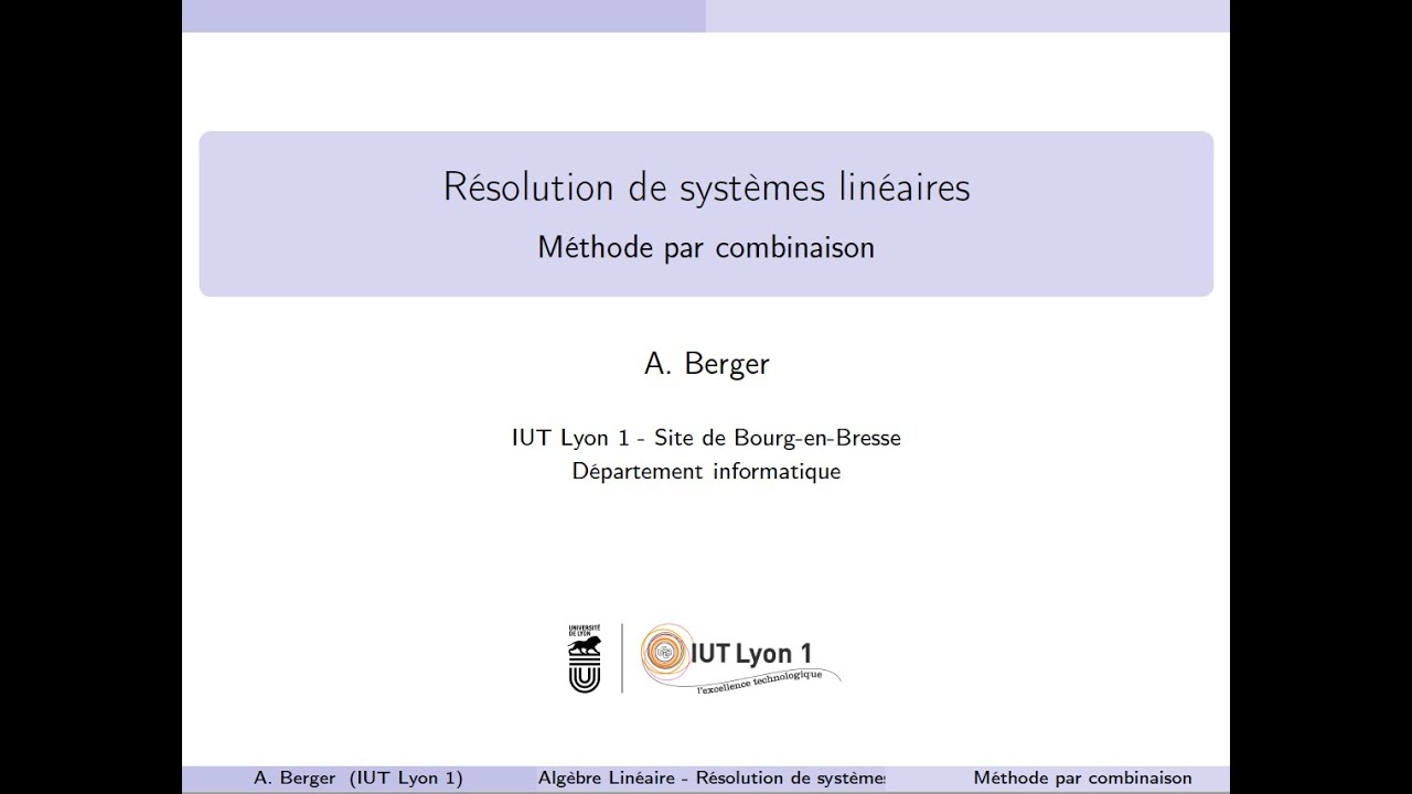 Résolution de systèmes linéaires : méthode par combinaisons - YouTube