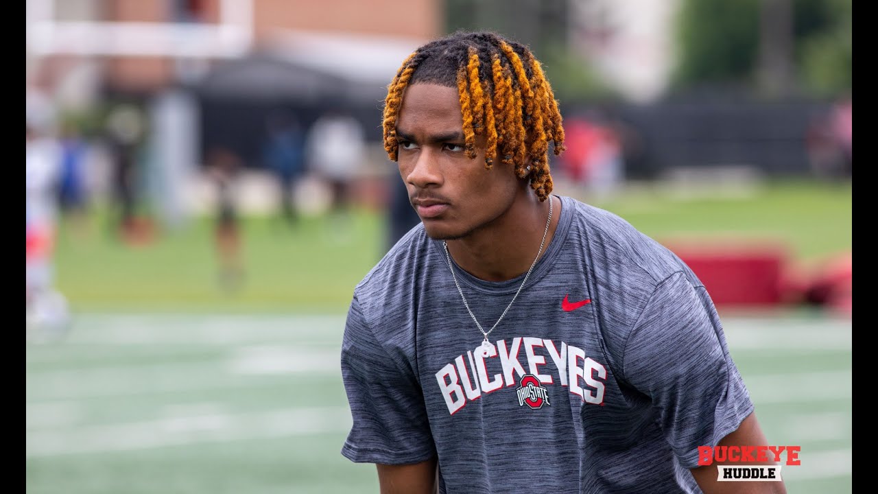 Five-star cornerback Devin Sanchez Ohio State camp highlights - YouTube