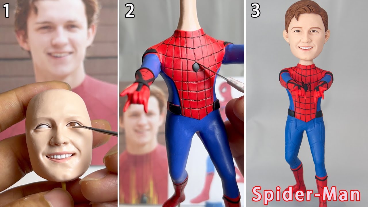 How to Sculpt Spider-Man Tom Holland Custom Bobblehead From Polymer ...
