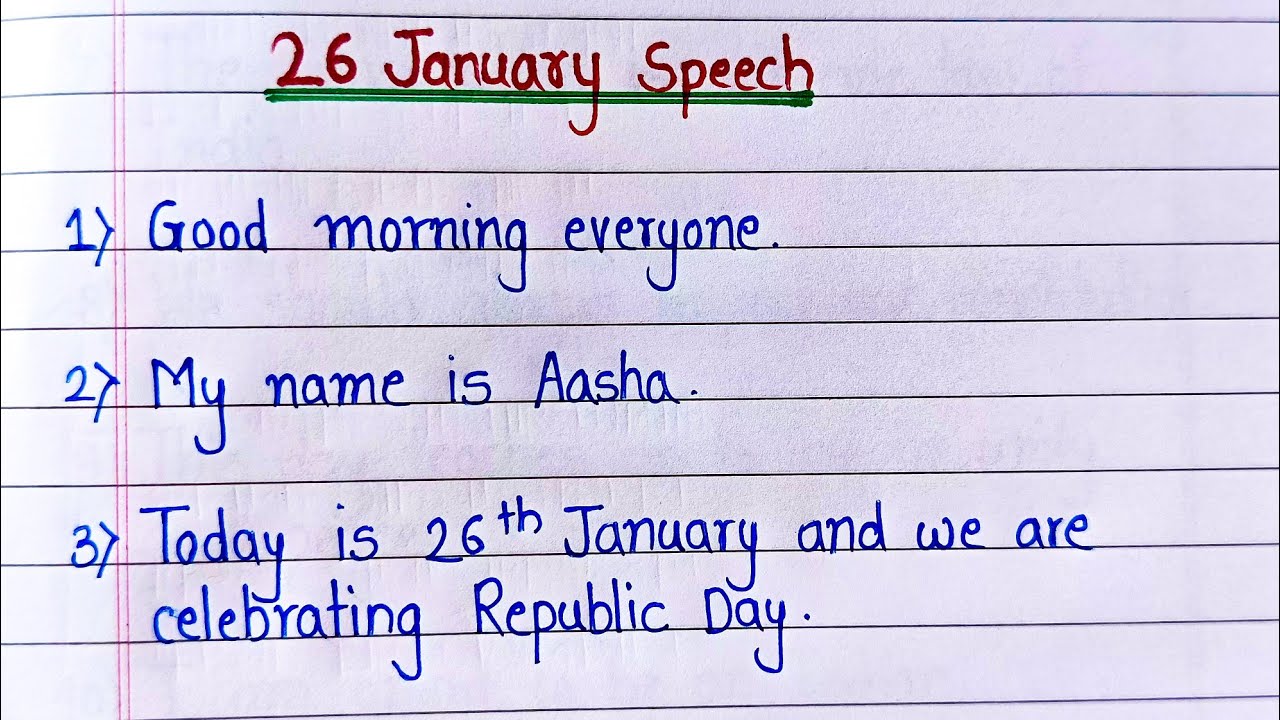 26 January Speech || Republic Day Speech in English || 10 Lines Speech ...