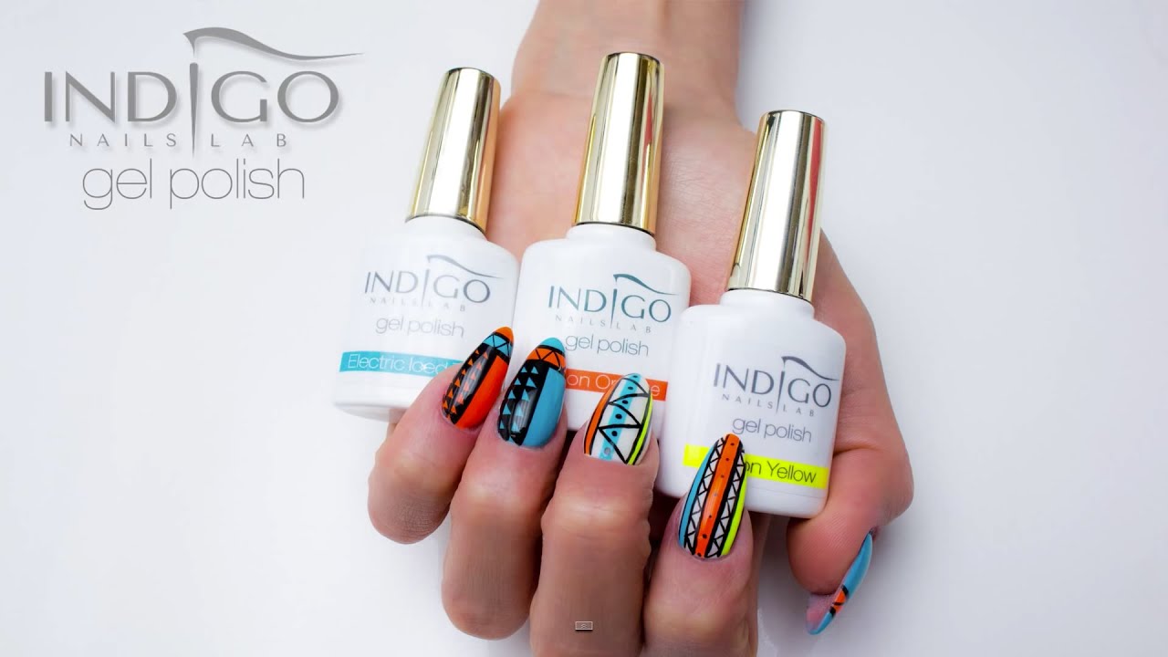 Indigo Gel Polish Aztec Design - YouTube