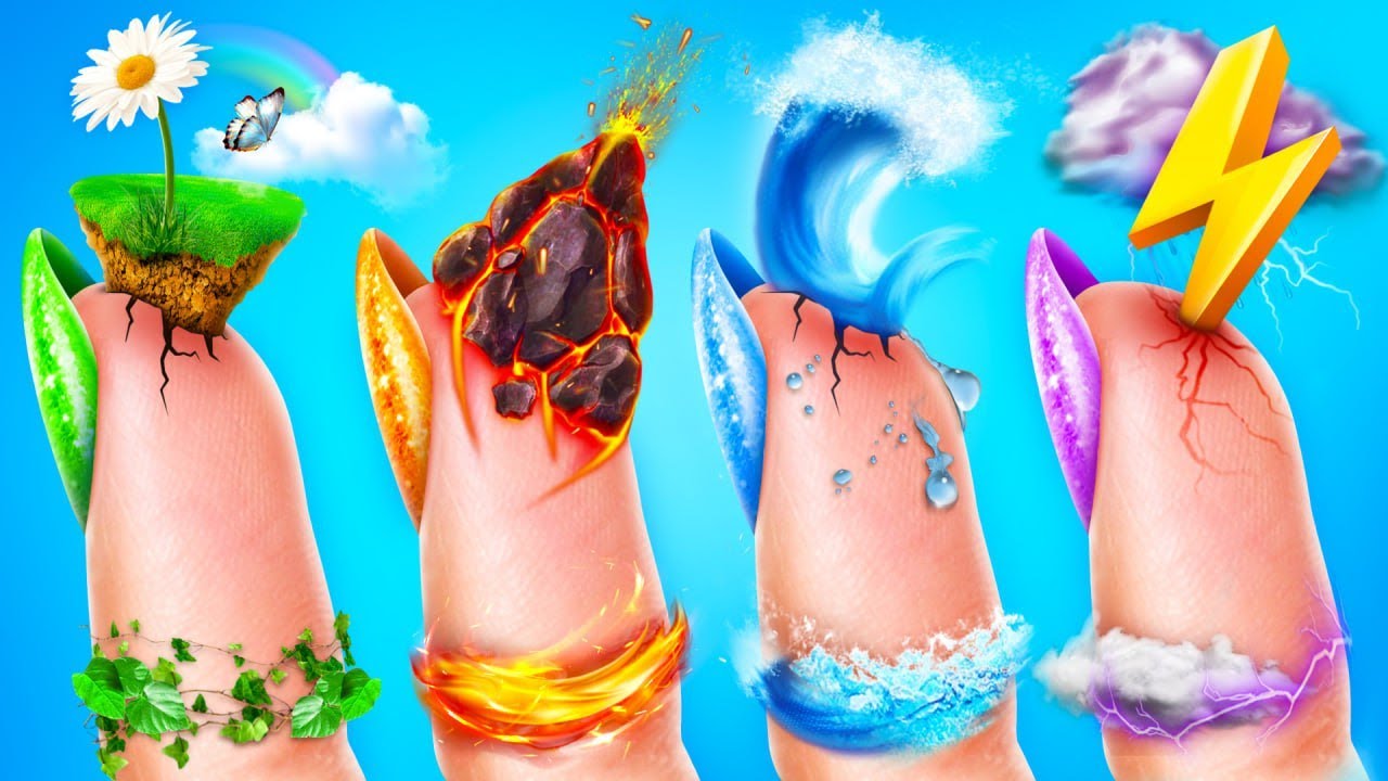 Four Elements Unite! Family Struggles Water, Fire, Earth and Air Girl ...