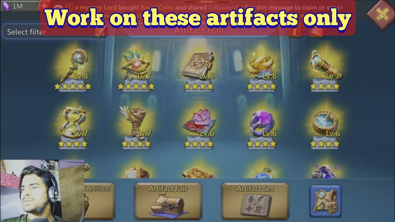 Artifacts guide Lords Mobile - YouTube