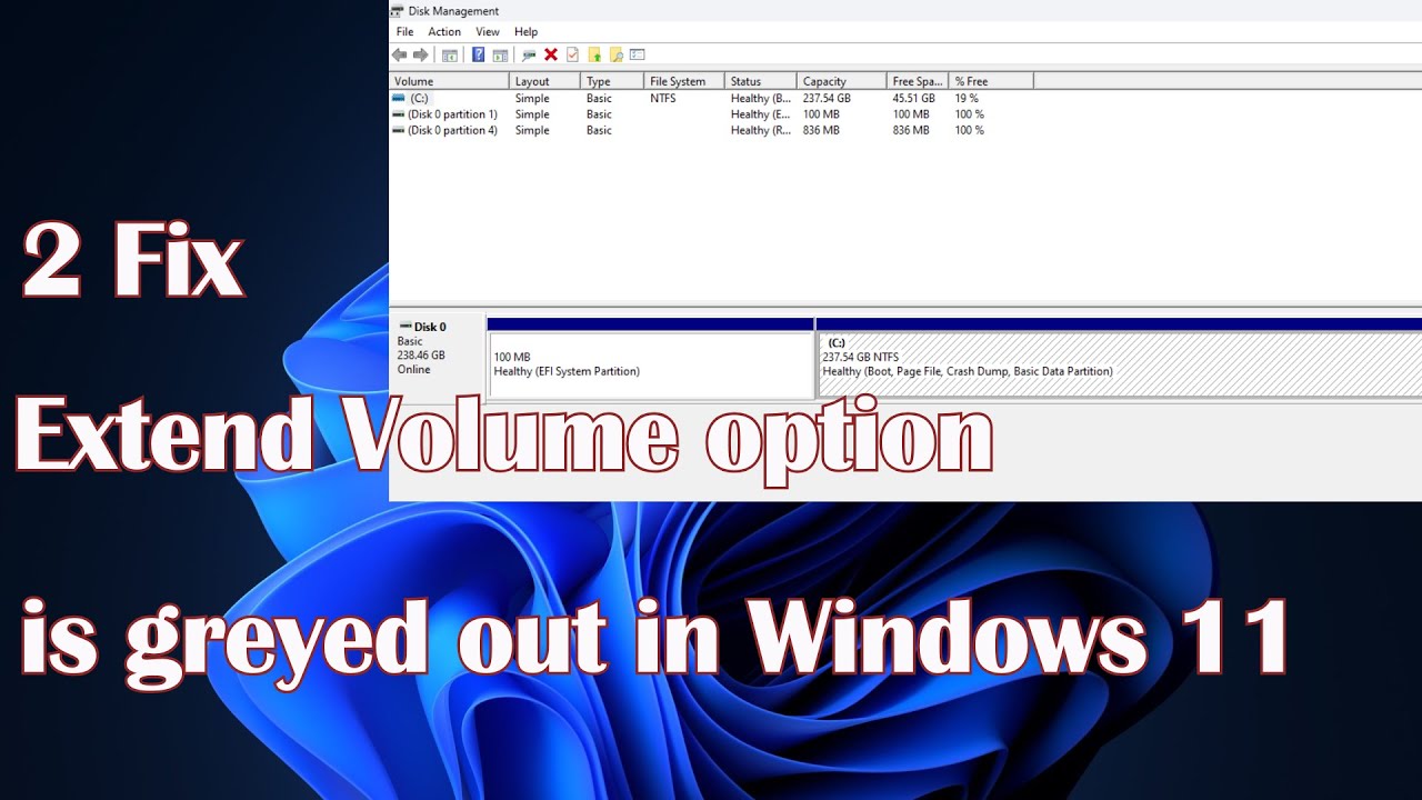 Extend Volume option is greyed out in Windows 11 - 2 Fix - YouTube
