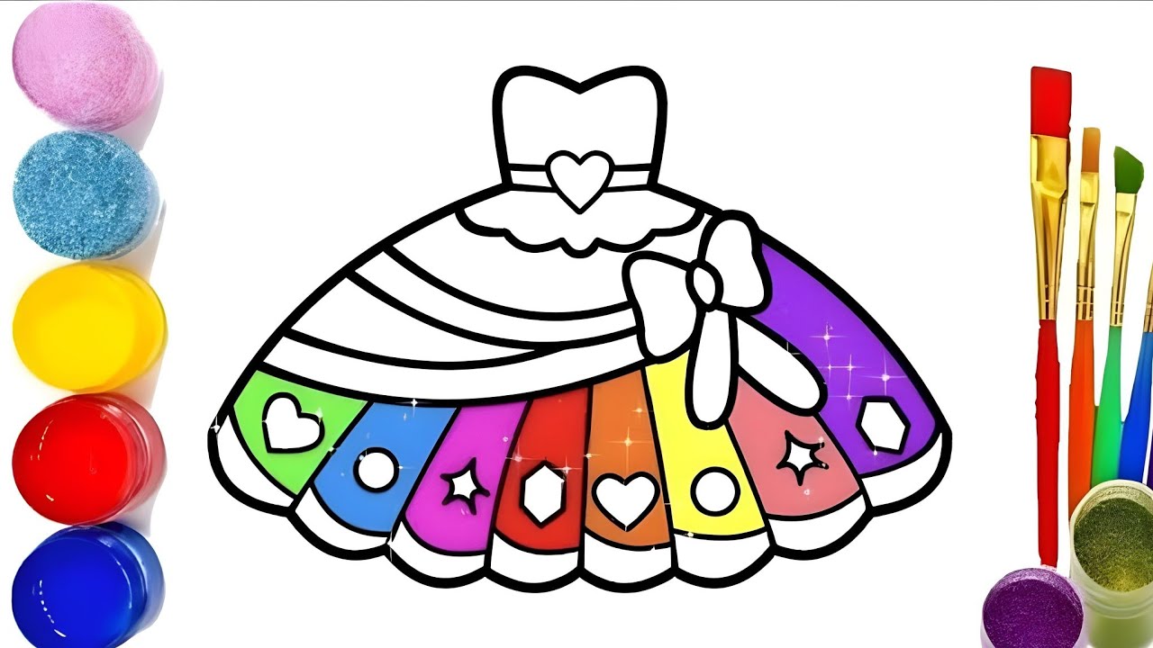 How to draw a Frock Drawing || easy step by step girls dress drawing ...