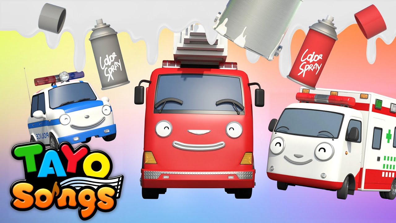 Learn Colors with Tayo🌈 | Let's color the rescue car | Tayo Songs for ...
