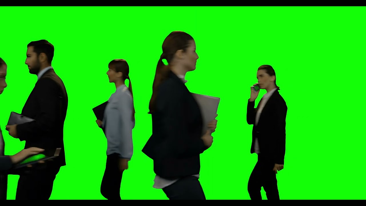 Businesspeople walking against 4K green screen footage - YouTube