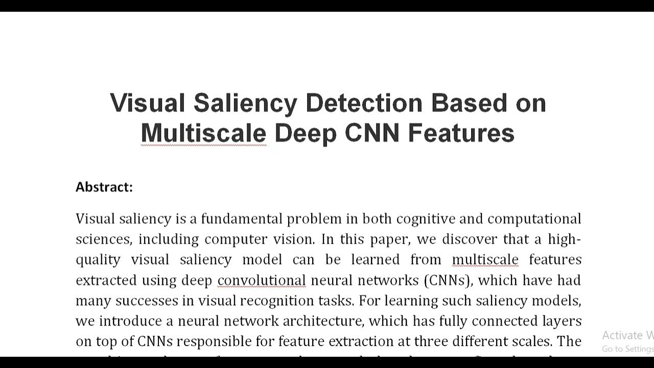 Visual Saliency Detection Based on Multiscale Deep CNN Features - YouTube