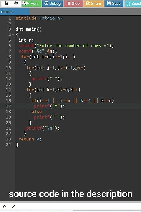 hollow rhombus pattern in c #short - YouTube