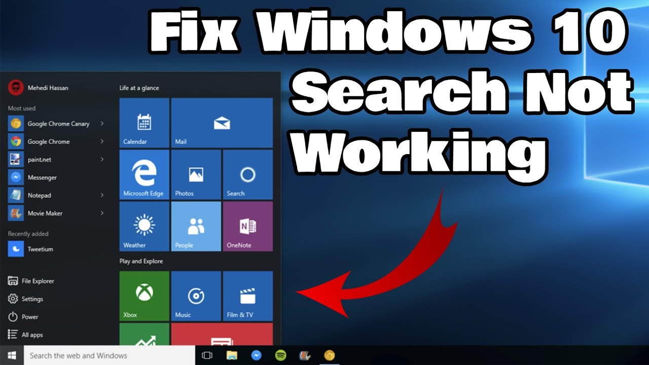 Fix Win­dows 10 Search Not Working - YouTube