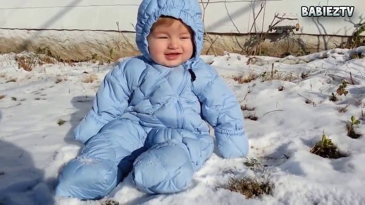 Cute Babies Playing in the Snow First Time Compilation VIDEO - YouTube
