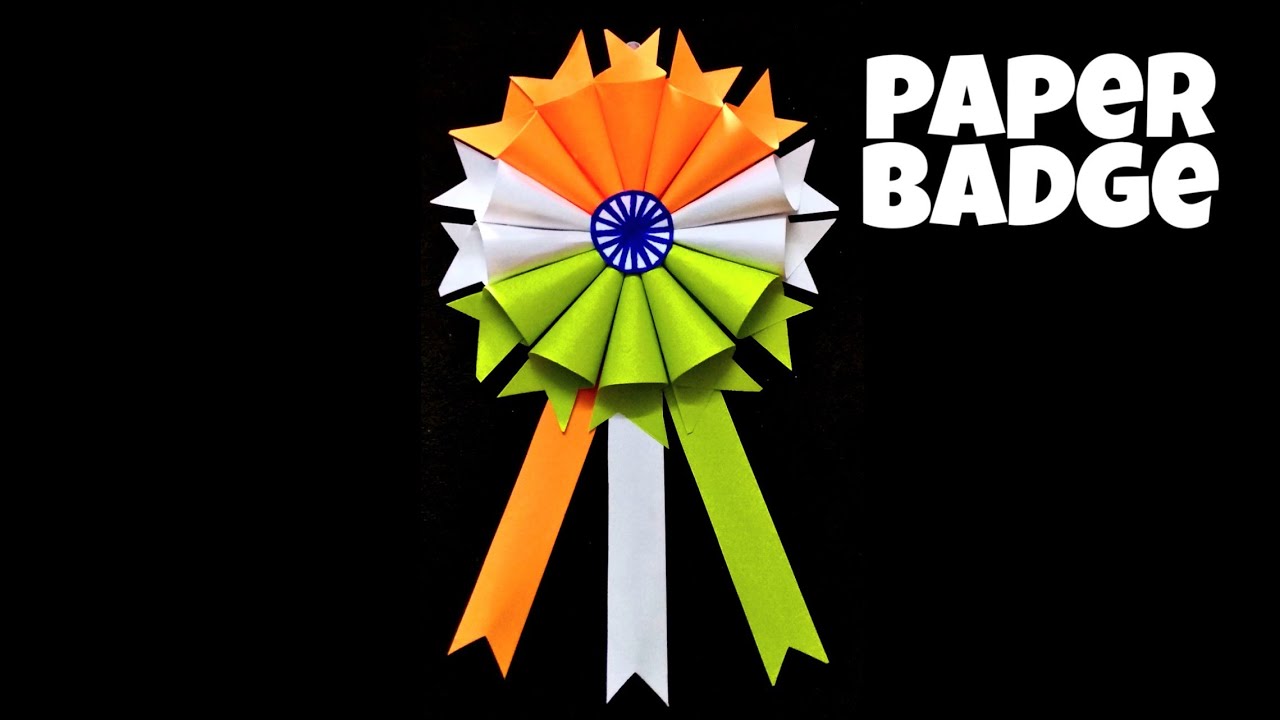 Paper badge / how to make tri colour badge / Indian 3 colour badge ...