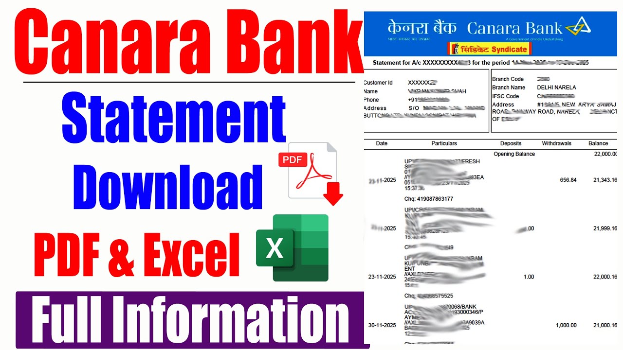 How to Download Canara Bank Statement Online 2024 2025 PDF & Excel ...