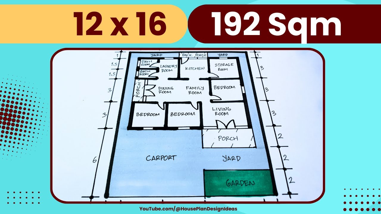 192 square meter House Plan Design 12x16 meters 3 Bedroom - YouTube