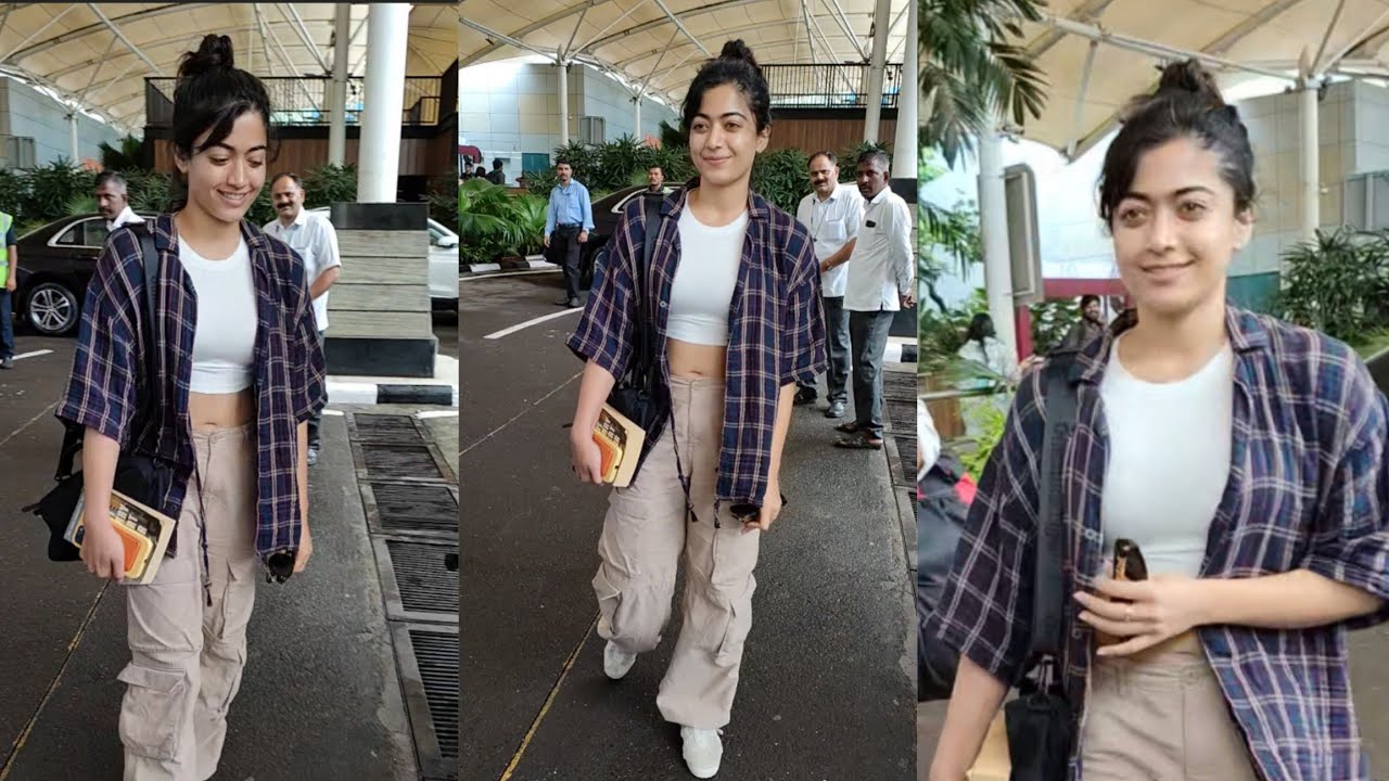 Very Cute Srivalli Aka Rashmika Mandanna Arrives Mumbai Snapped At ...