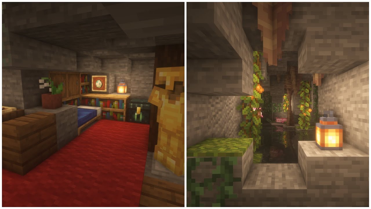 Minecraft | How to build a cozy Survival Base in a Cave - Starter House ...