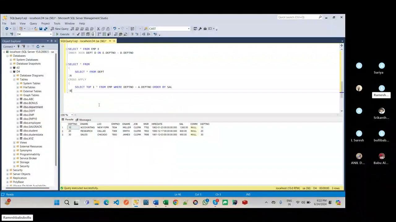 Part 28 - SQL Server - Cross Apply and Outer Apply By Ramesh Babu Bollu - YouTube
