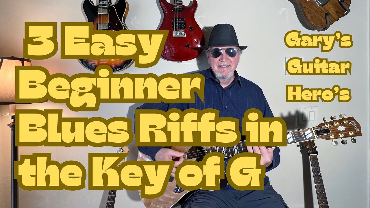 #6 - How To Play 3 Easy Beginner Blues Riffs in the Key of G Major ...