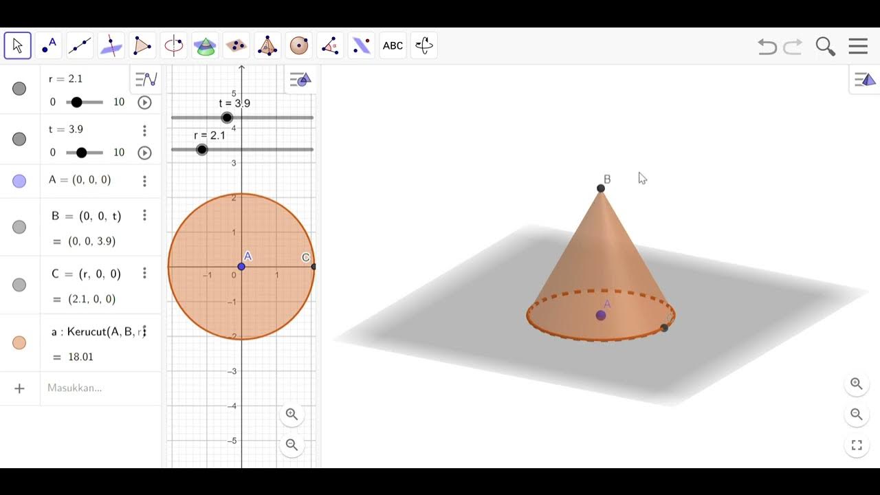 Cara membuat media pembelajaran bangun ruang kerucut menggunakan Geogebra - YouTube
