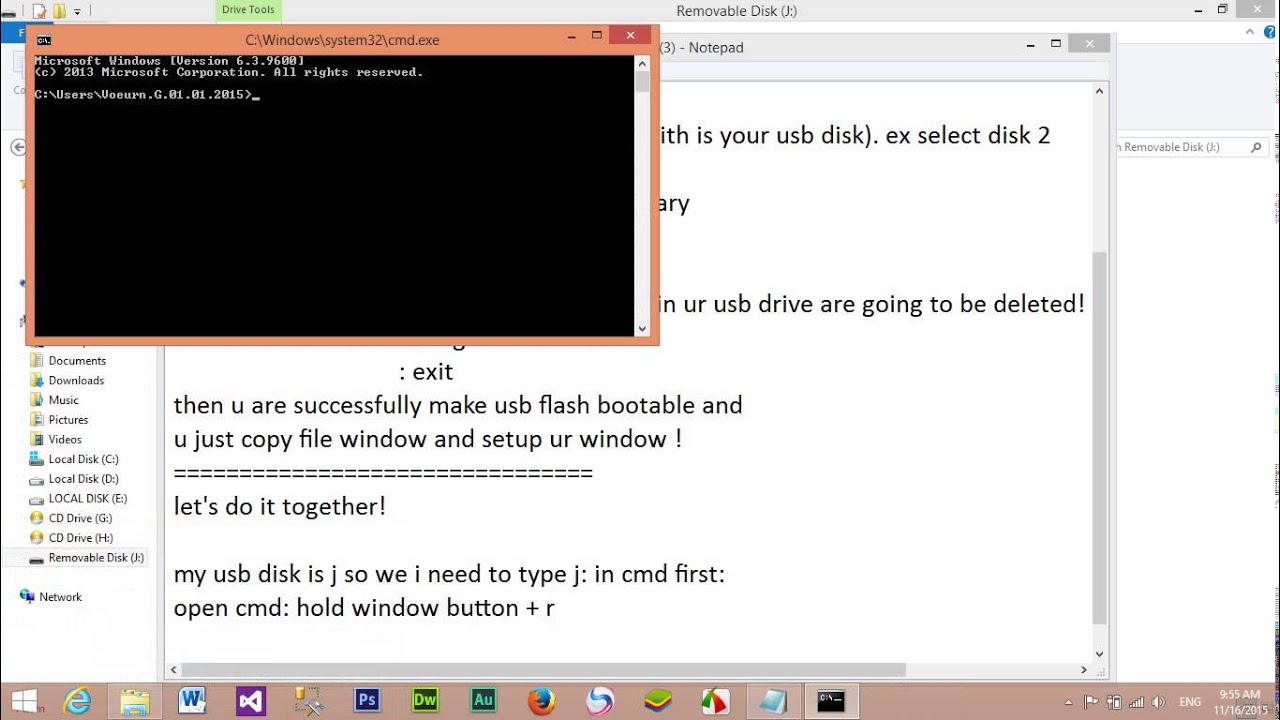 How make usb flash bootable with cmd - YouTube