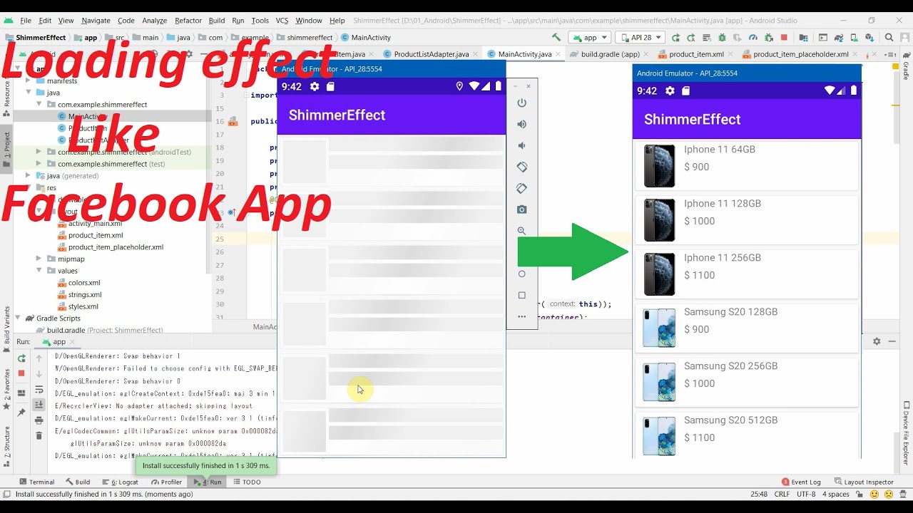 Android Tutorial: Show Loading Progress Using Shimmer Effect of Facebook - YouTube