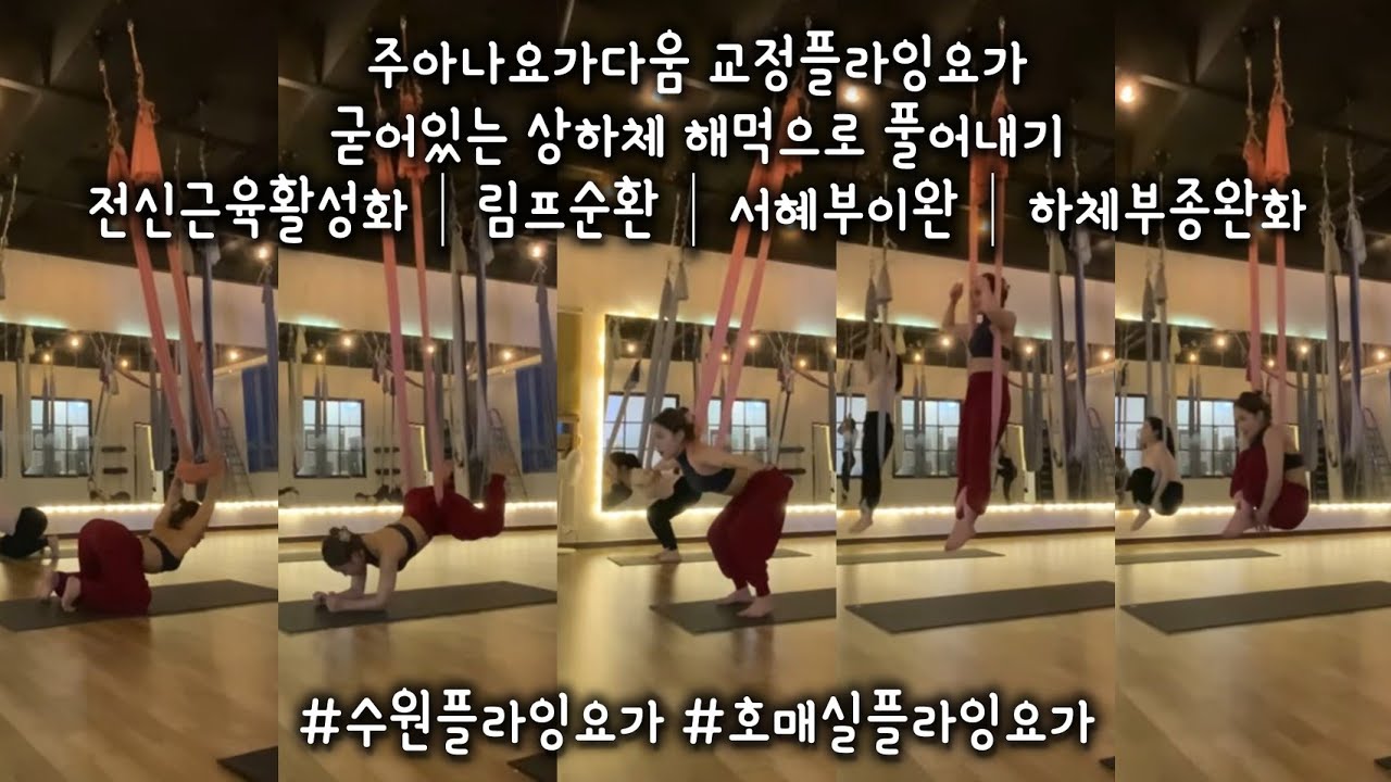 주아나요가다움 교정플라잉요가 굳어있는 상하체 해먹으로 풀어내기 전신근육활성화│림프순환│서혜부이완│하체부종완화 수원플라잉