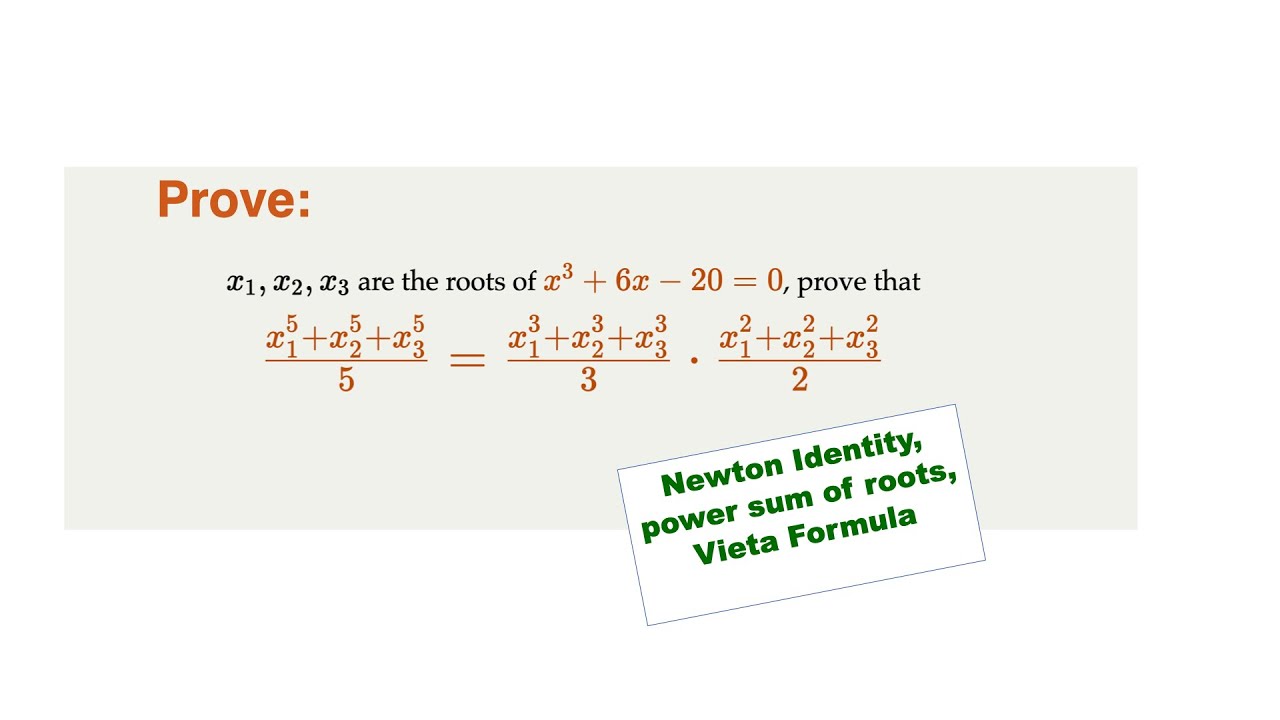 Newton's Identity, Lesson 6.4: Prove an equality for sum of 5th power ...